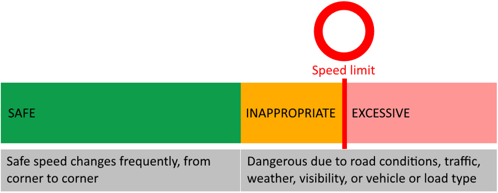 What's the difference between excessive speed and inappropriate speed?