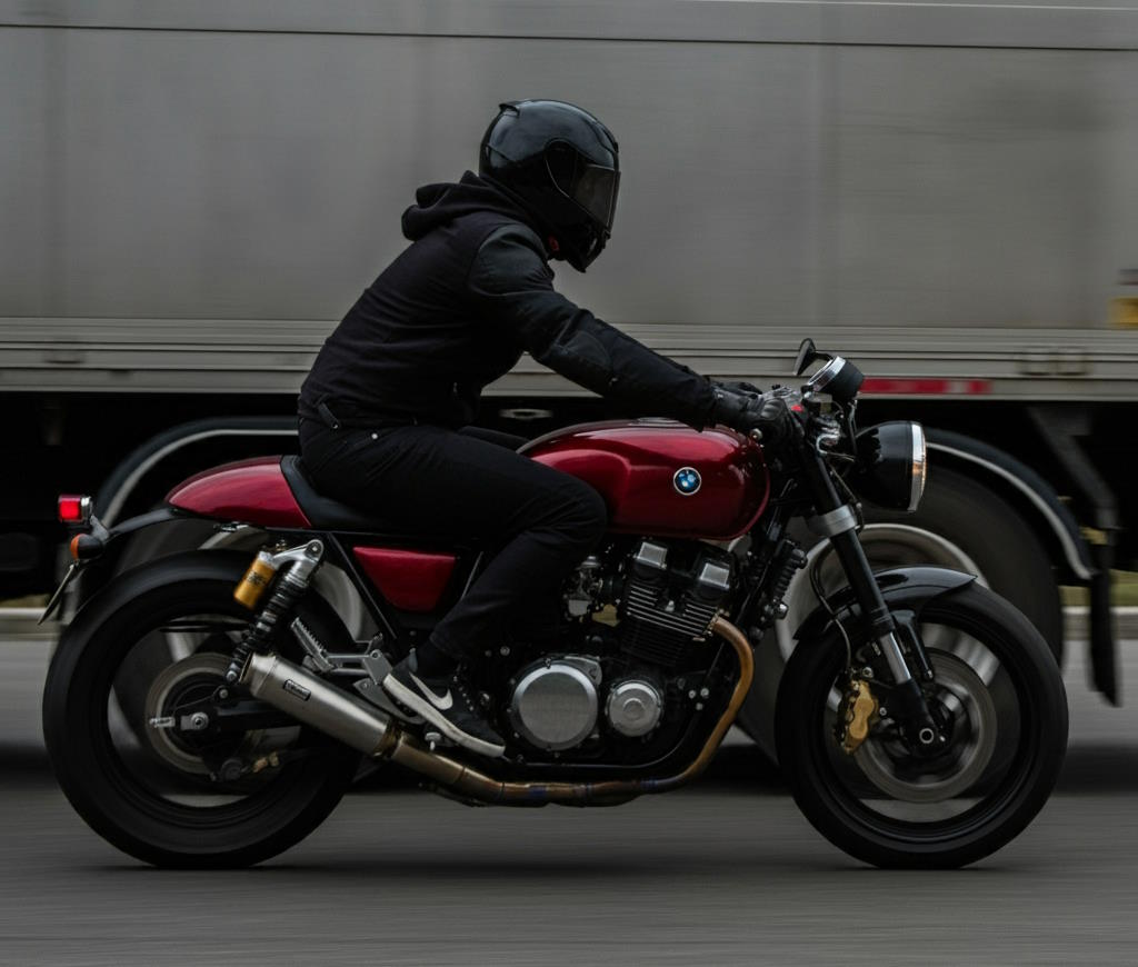 A guide for motorcyclists riding with heavy vehicles and cars