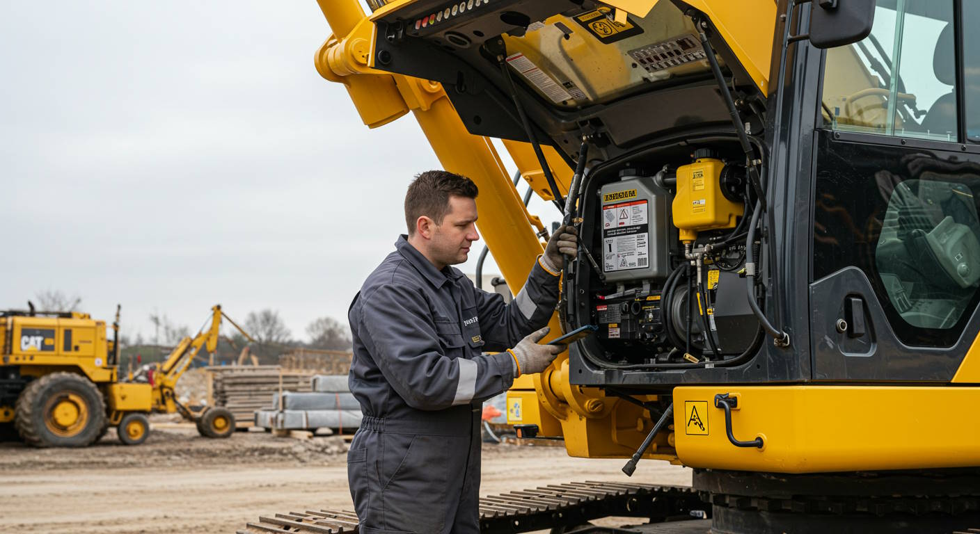 How do you check an excavator before starting work