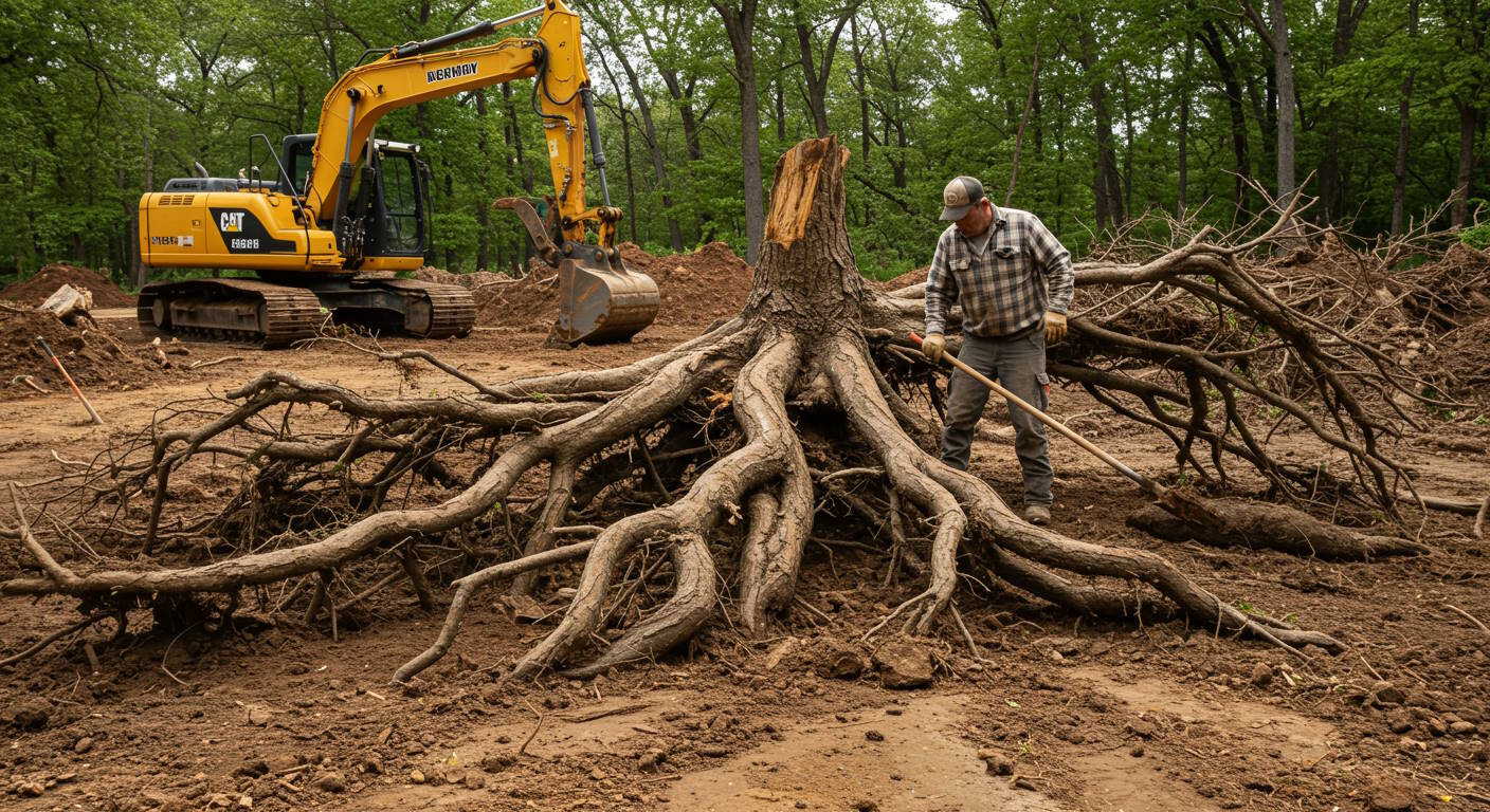 How do you excavate around tree roots?
